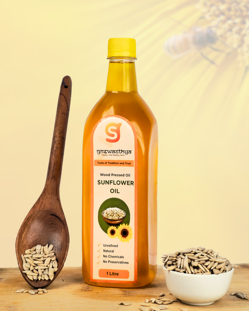 Wood-Cold Pressed Sunflower Oil | 100% Pure and Natural | Sunflower Oi – GoSwasthya